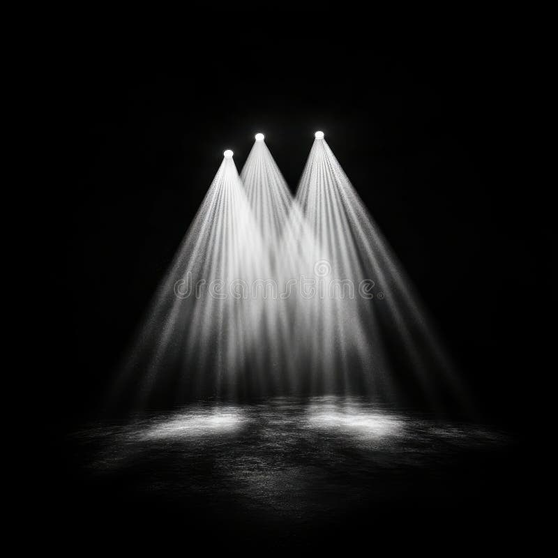 Bright Spotlight Beams Cutting through Darkness in Dramatic Scene Stock ...