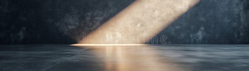 Bright Spotlight Casts a Warm Glow on a Polished Black Floor, Creating ...