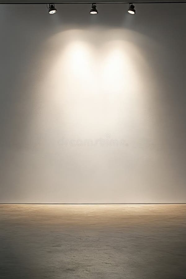 Bright Spotlight on Isolated White Wall in Art Gallery Environment ...