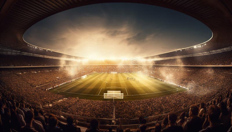 Bright Spotlight Illuminates Crowded Soccer Championship Event ...