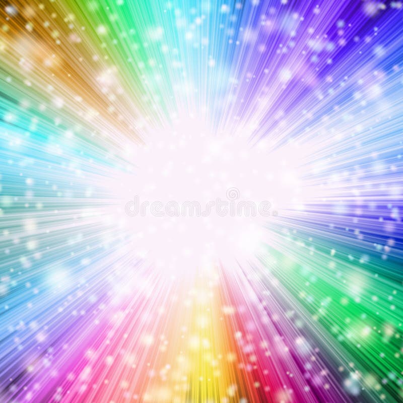 Bright Spotlight with Radiating Colorful Rays of Light Stock ...