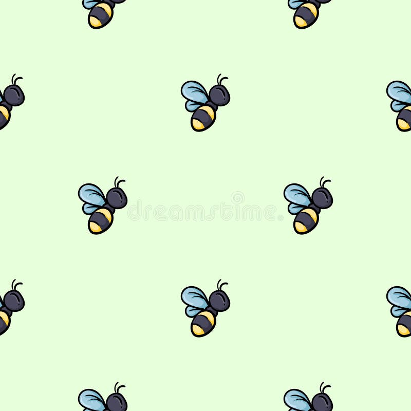 Bright Spring Seamless Pattern with Bee. Endless Background for ...