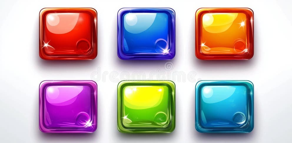 Bright Square Icons with Gradient Effects and Abstract Wave Patterns in ...