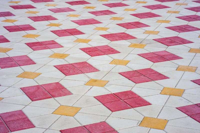 Bright Square Tiles on the Sidewalk, Red and White Tiles. Sidewalk ...