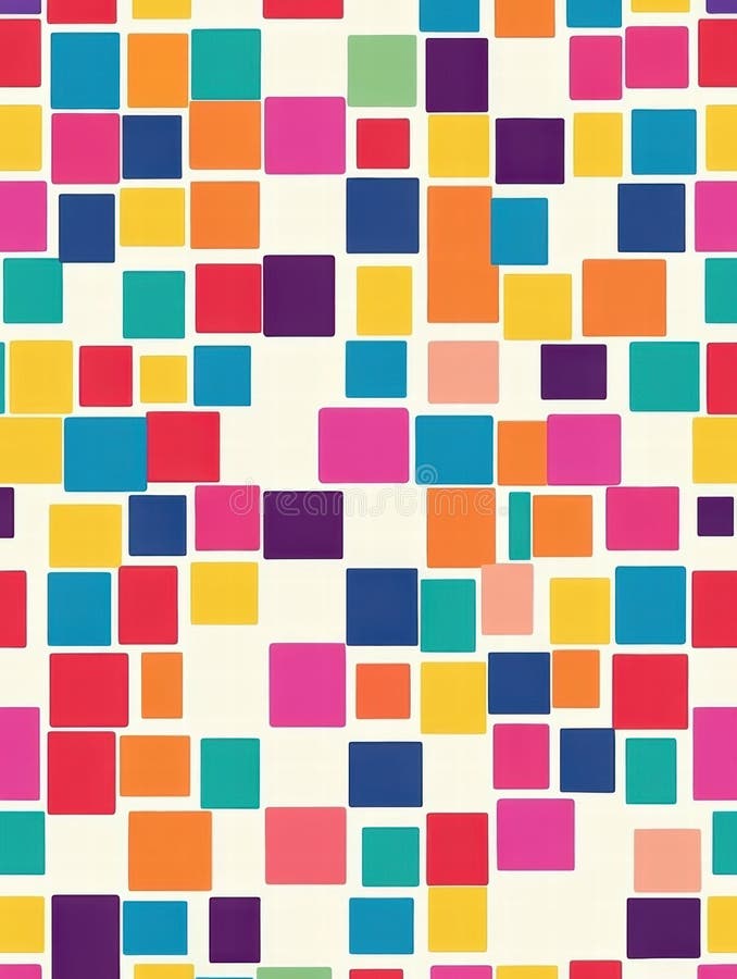 Seamless Pixel Art Pattern Featuring Colorful Squares in Vibrant ...
