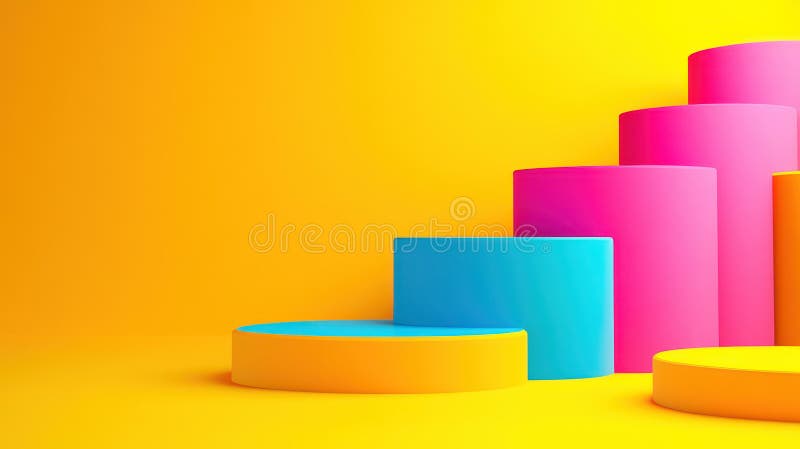 Bright Stacked Cylinders Symbolize Growth and Achievement, Leading the ...