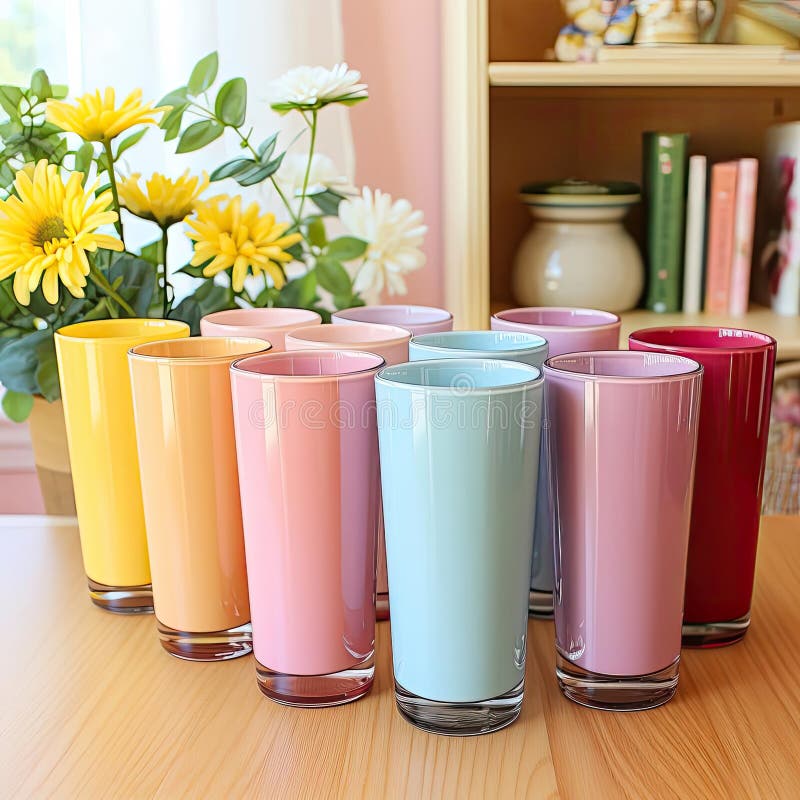 Bright Stacked Plastic Tumblers Stock Illustration - Illustration of ...