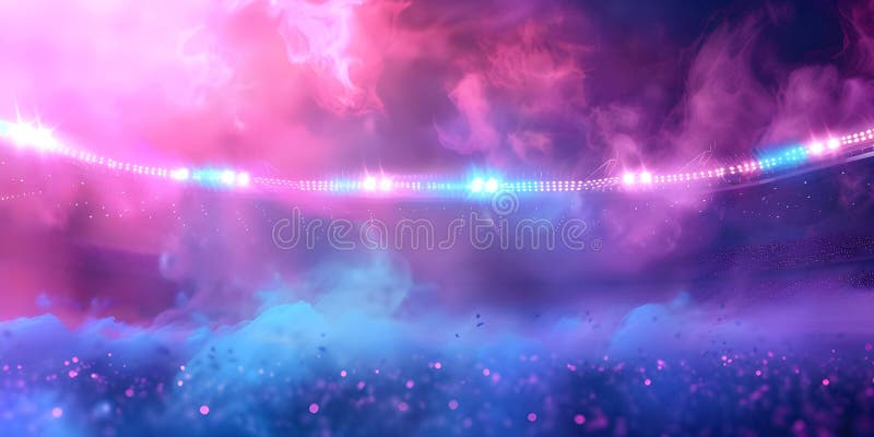 Bright Stadium Arena Colorful Lights and Smoke Background Stock ...