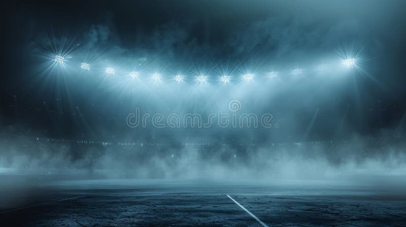 A Bright Stadium Arena Light Against a Dark Night. Stadium Lights and ...