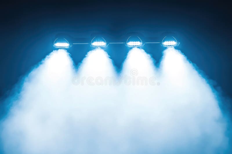 Bright Stadium Lights Illuminating through Fog in Dark Night Sky Stock ...