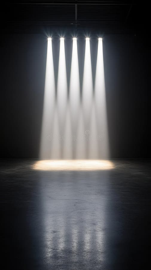Bright Stage Lights Illuminate Dark Space with Shadows Stock ...