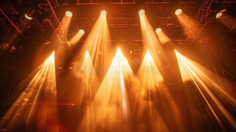 Bright Stage Lights Illuminating Empty Stage with Haze Stock Photo ...