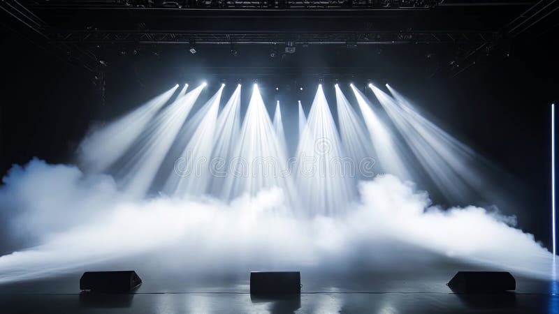 Stage Lights Illuminating a Foggy Performance Space in Preparation for ...