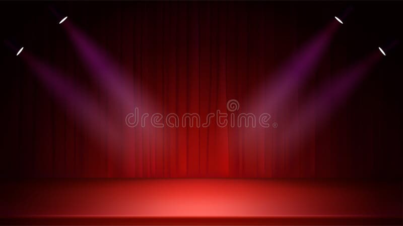 Bright Stage with Red Curtains and Spotlights. Stock Vector ...