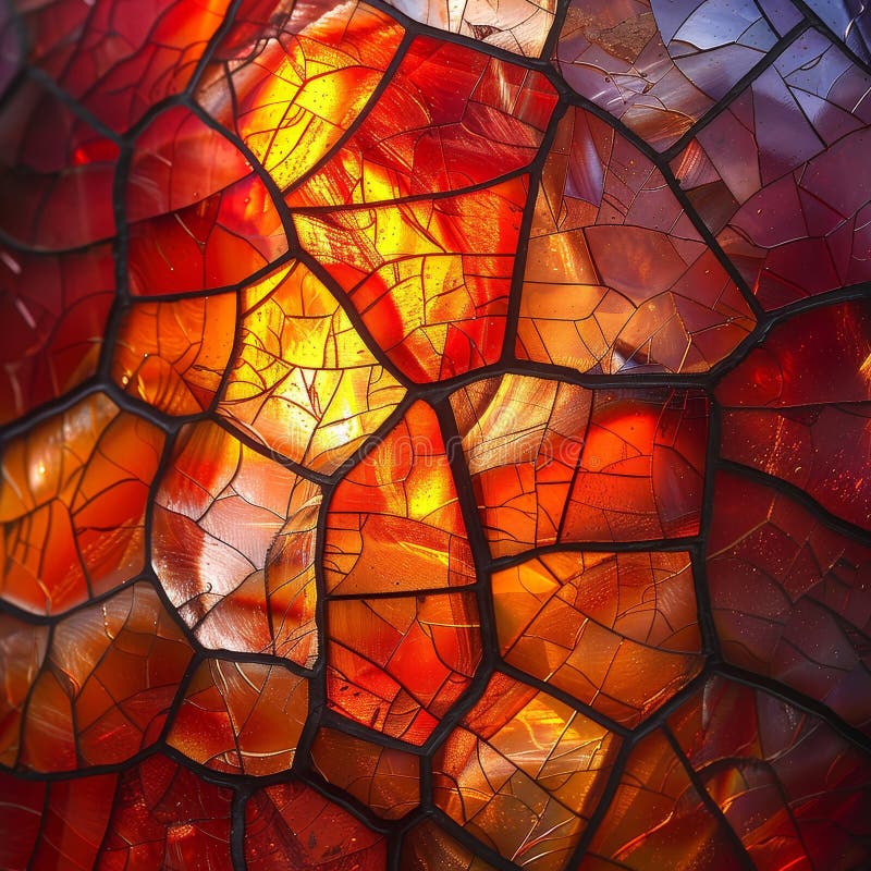 Bright Stained Glass with Intricate Patterns Reflecting Warm Light in ...