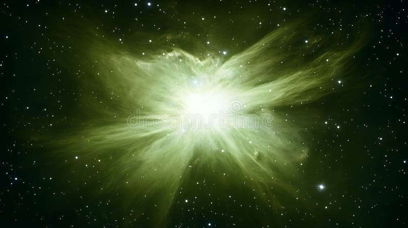 A Bright Star in the Center of a Green Nebula Stock Illustration ...