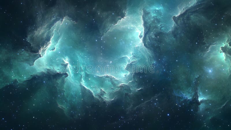 Stunning Teal Nebula Cosmic Background Space Exploration Galaxy Stars ...