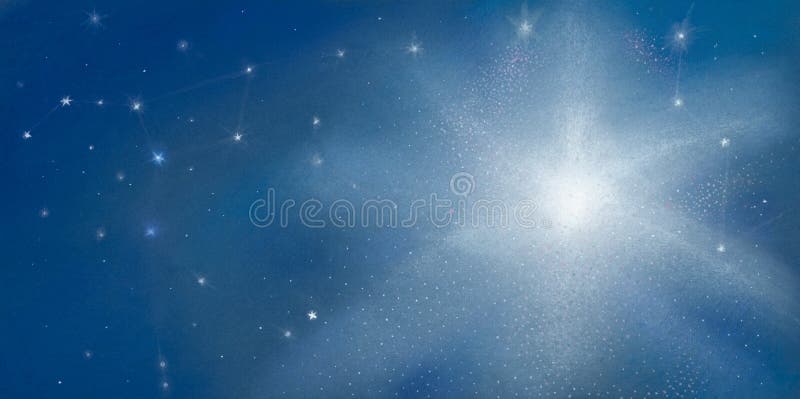 Bright Star Exploding in a Blue, Starry Universe Stock Illustration ...