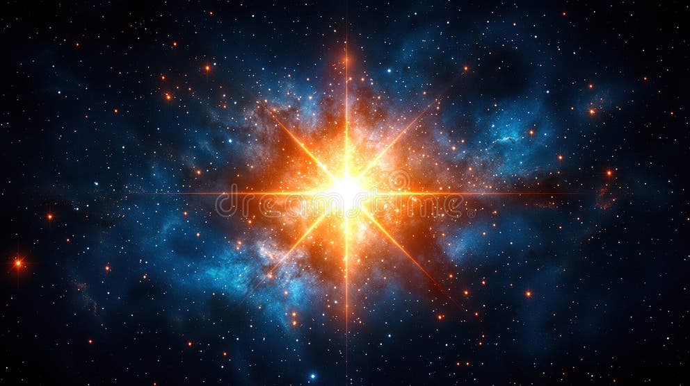 Bright Star Exploding in Nebula, Cosmic Background, Science Fiction ...