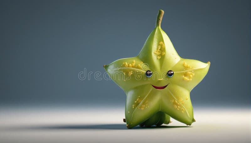Cute Star-shaped Fruit with Smiling Face in a Bright Setting Showcasing ...