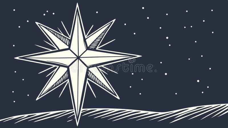 Bright Star in Night Sky. Christmas Star of Bethlehem. Vector Design ...