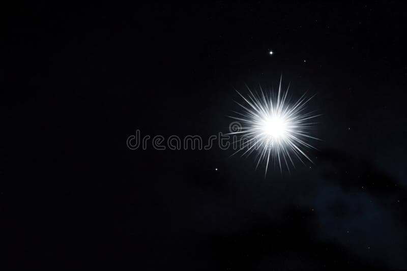 A Bright Star in the Night Starry Sky. Space for Text. Stock Image ...