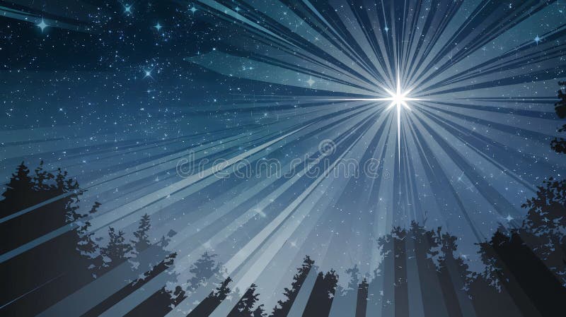 Bright Star Over Forest at Night, Celestial High Quality Image Stock ...