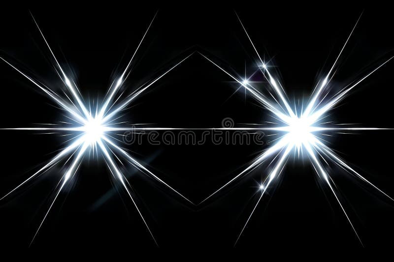 Bright Starbursts on Black Background with Radiating Light Beams Stock ...