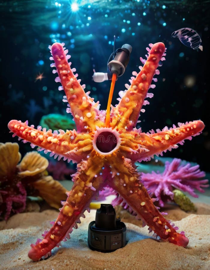 Bright Starfish Adorned with Vibrant Patterns in Underwater Scene Stock ...