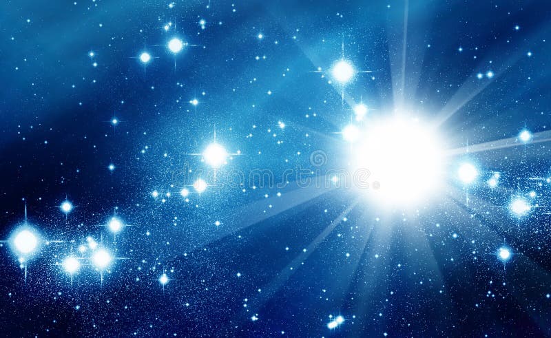 Bright stars in blue space stock illustration. Illustration of ...