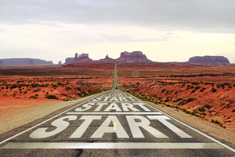 Start on Road in Countryside Stock Image - Image of summer, receding ...
