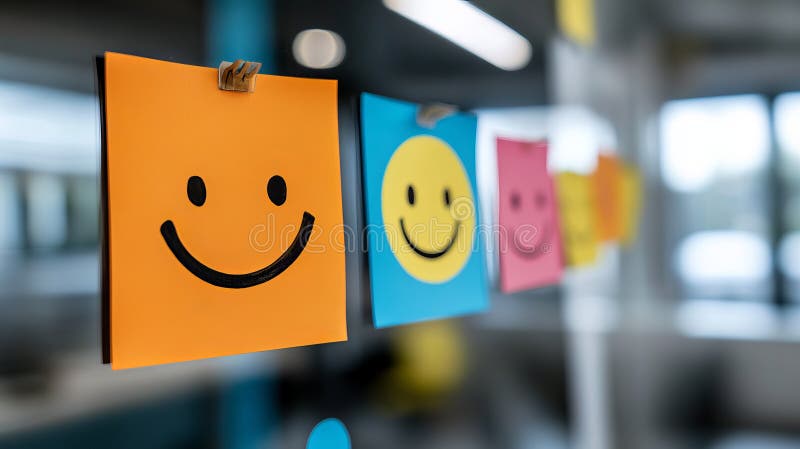 Bright Sticky Notes with Positive Affirmations and Smiley Faces ...