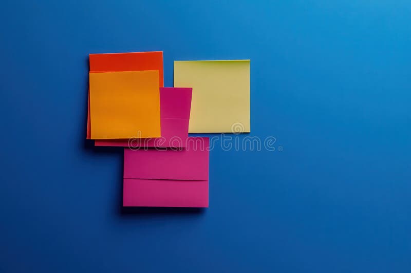 Colorful Sticky Notes Arranged on a Vibrant Blue Background Showcasing ...