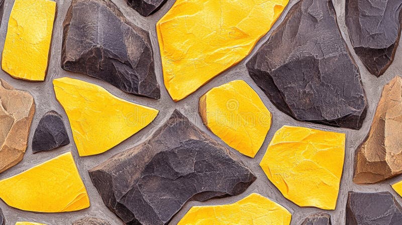 Bright Stone Pattern Featuring Mix of Yellow and Dark Stones, Creating ...