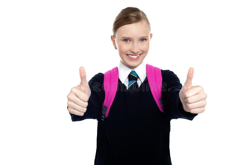 Bright Student Showing Thumbs Up Sign Stock Photo - Image of alright ...