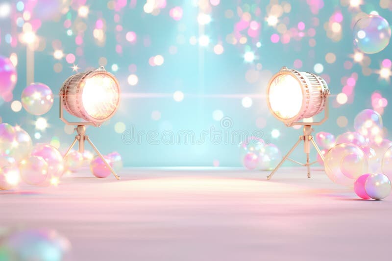 Bright Studio Lights Shine on a Whimsical Setting Filled with Colorful ...