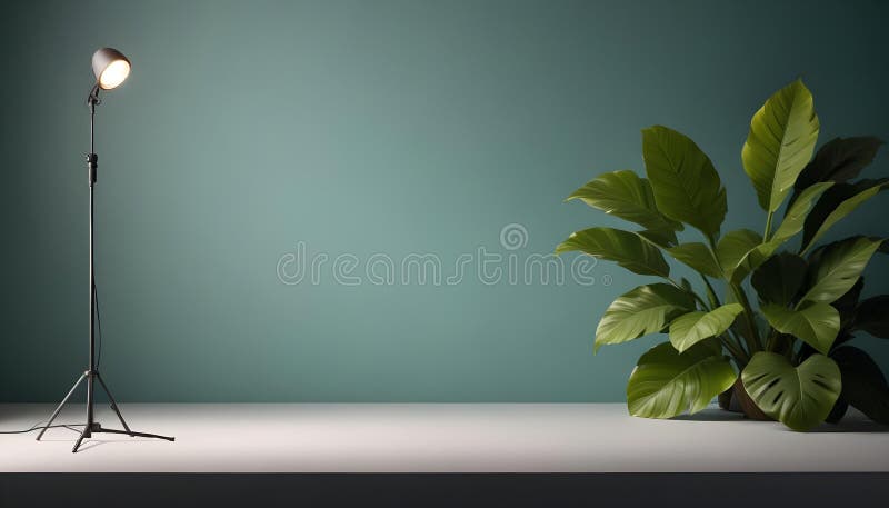 A Bright Studio Setup with a Spotlight Illuminating a White Surface ...