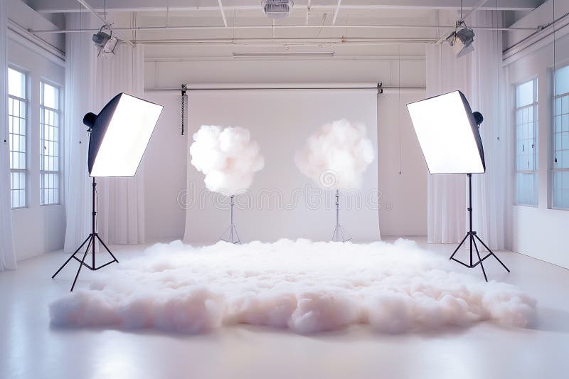 Bright Studio with Soft Clouds and Pro Lighting, Ideal for Creative ...