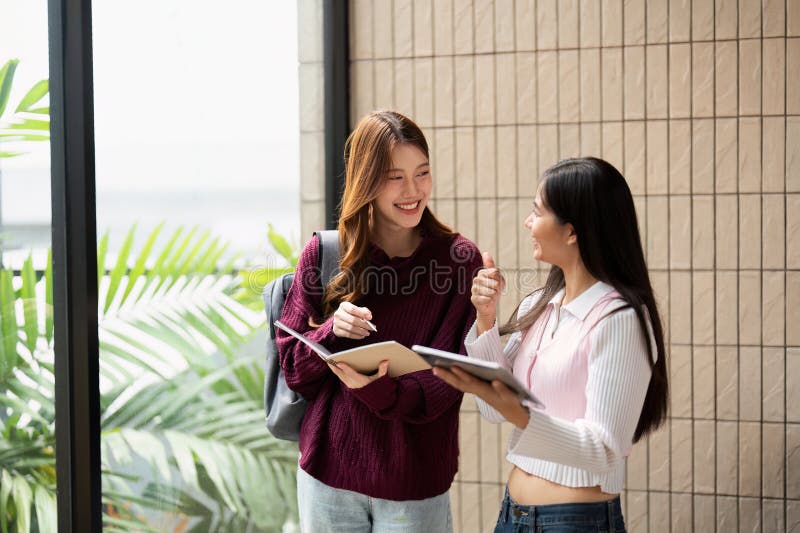 College Life and Academic Success. Two Students Engaging in a ...