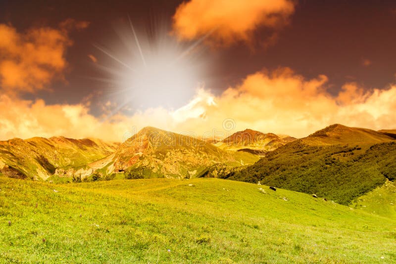 Bright Stunning Beautiful Sunset Stock Image - Image of hills, georgia ...