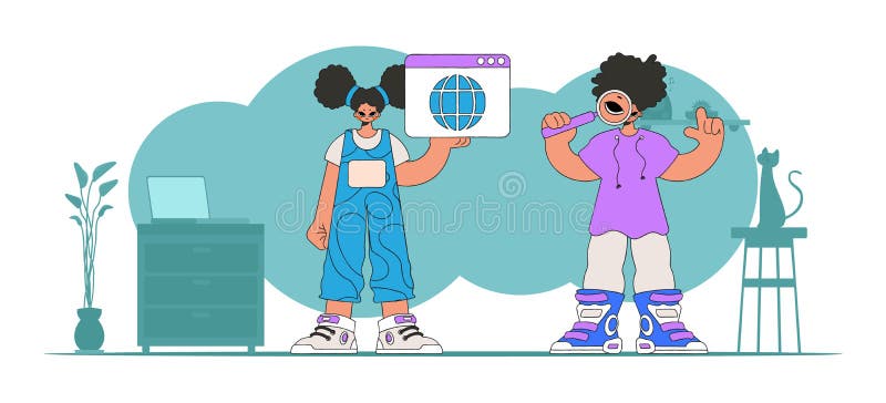 A Bright and Stylish Illustration of a Girl and a Guy Help To Find ...