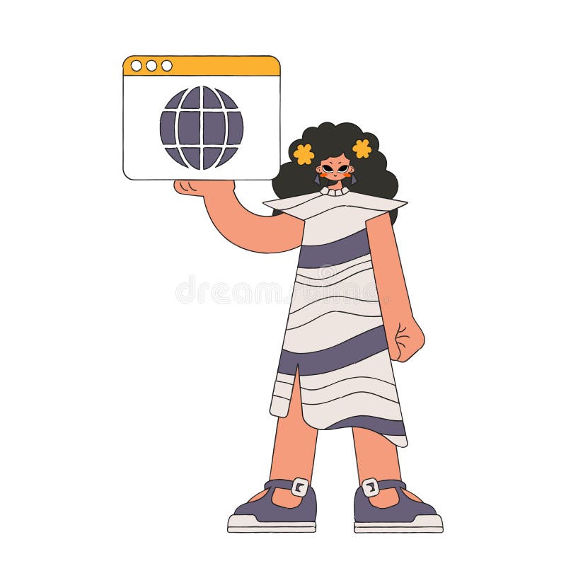 A Bright and Stylish Illustration of a Girl Using a Web Browser ...