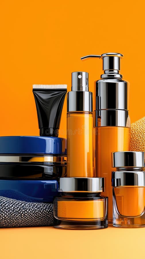 Bright and Stylish Mockup of Orange Cosmetic Product Packaging and ...