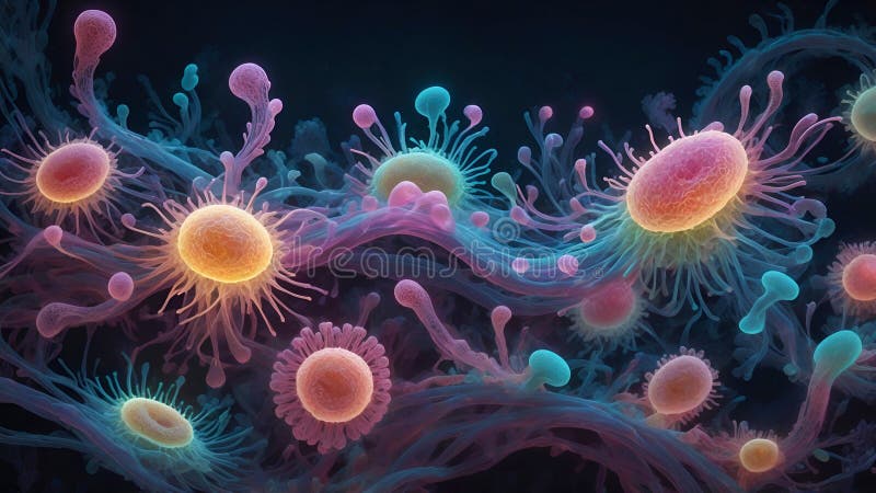 A Bright, Stylized Image of Colonies of Bacteria Forming Intricate ...