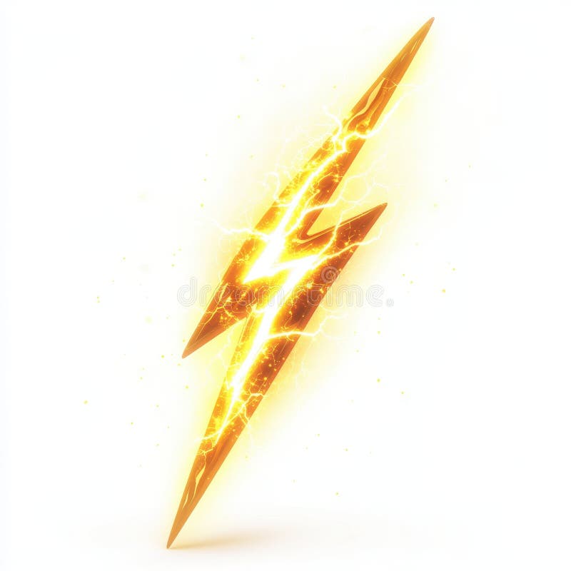 A Bright, Stylized Lightning Bolt with Electric Sparks, Symbolizing ...