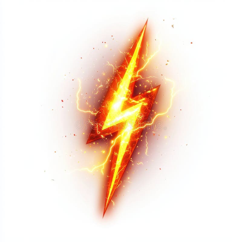 A Bright, Stylized Lightning Bolt with Sparks, Symbolizing Energy and ...