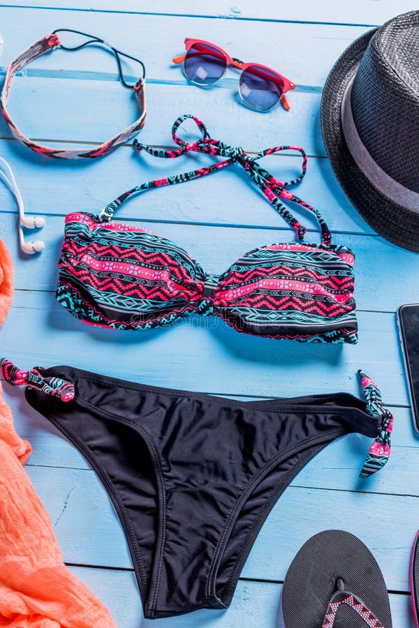 Bright summer beach look stock photo. Image of bikini - 79195282