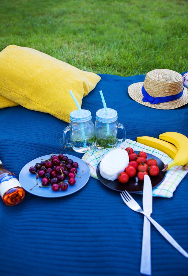 Bright Summer Picnic on Nature-summer, Sun, Happiness. Stock Image ...