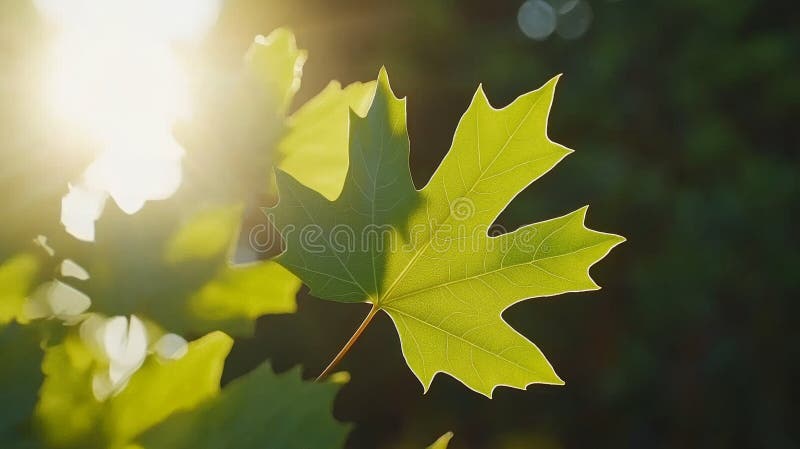 The Bright Summer Sun Shining through the Green Leaves of Maple Trees Stock Image - Image of ...