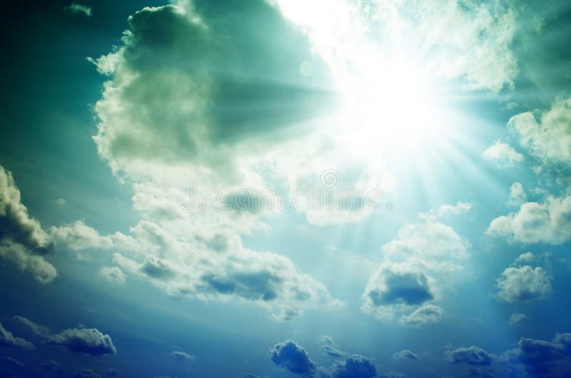 Bright sun with blue rays stock image. Image of white - 94972495